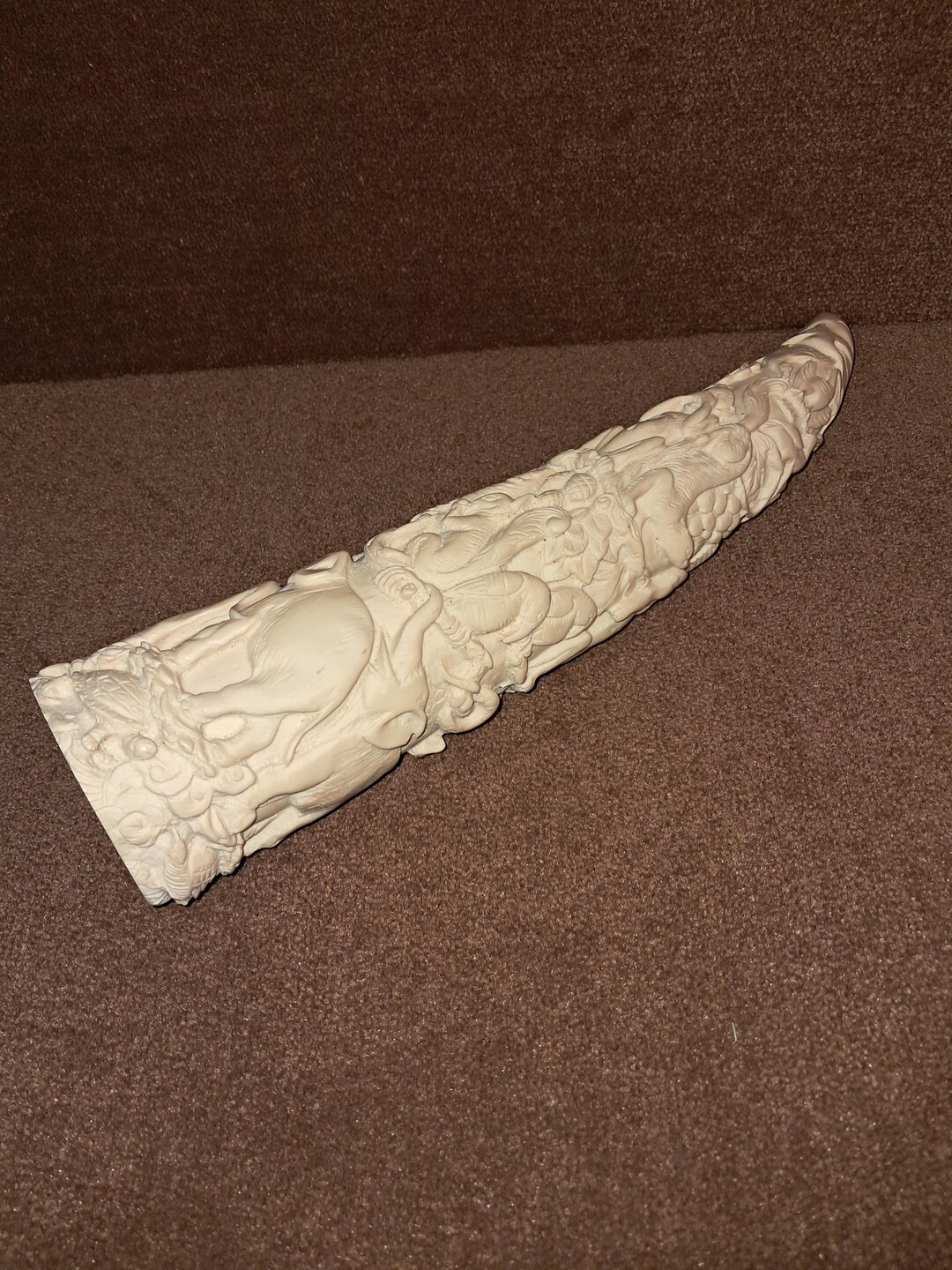 Vintage Resin Faux Fake Carved Animals Rhino Elephant Tusk Horn ...