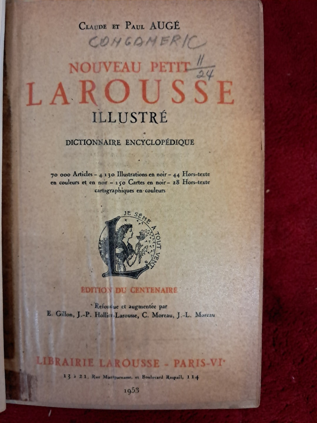 Pierre Larousse Dictionnaire Complet Illustre,published by Librairie ...