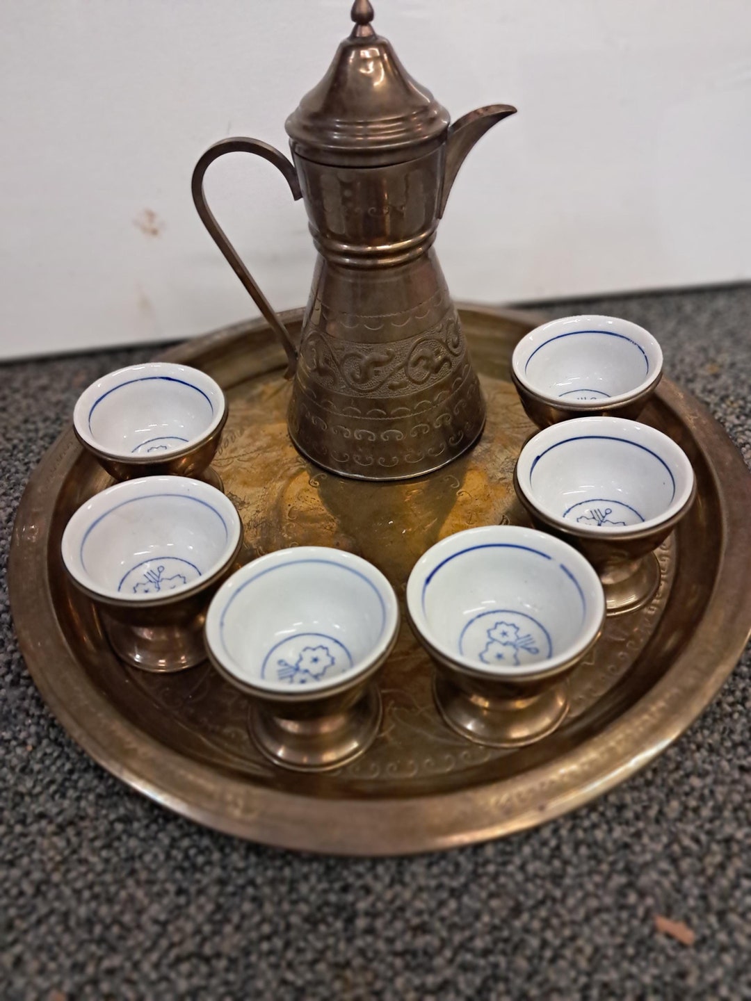 Jewish Israel Iskandar Matar and Sons Nazareth Coffee Pot With 6 ...