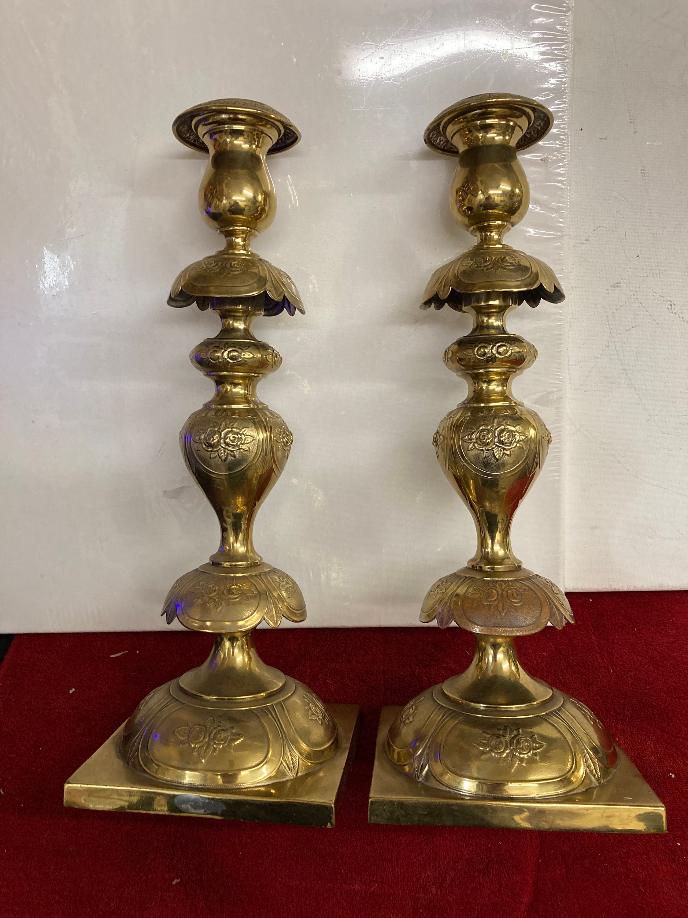 Antique Norblin & Co Brass Shabbat Candlesticks Warszawa, Poland 1890 Art Nouveau - Etsy