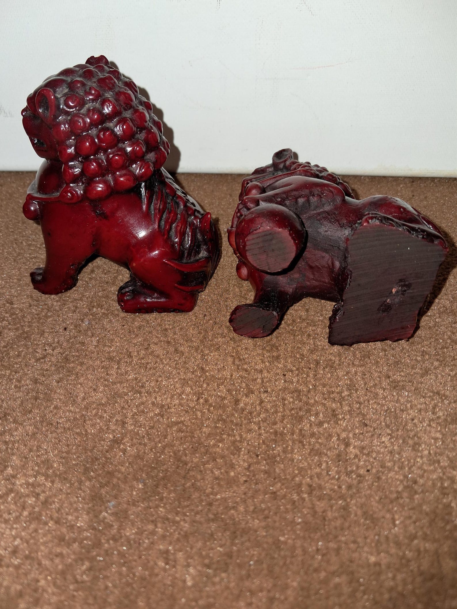 Vintage Red Resin Foo Dogs: Chinese Guardian Lions, Chinoiserie ...