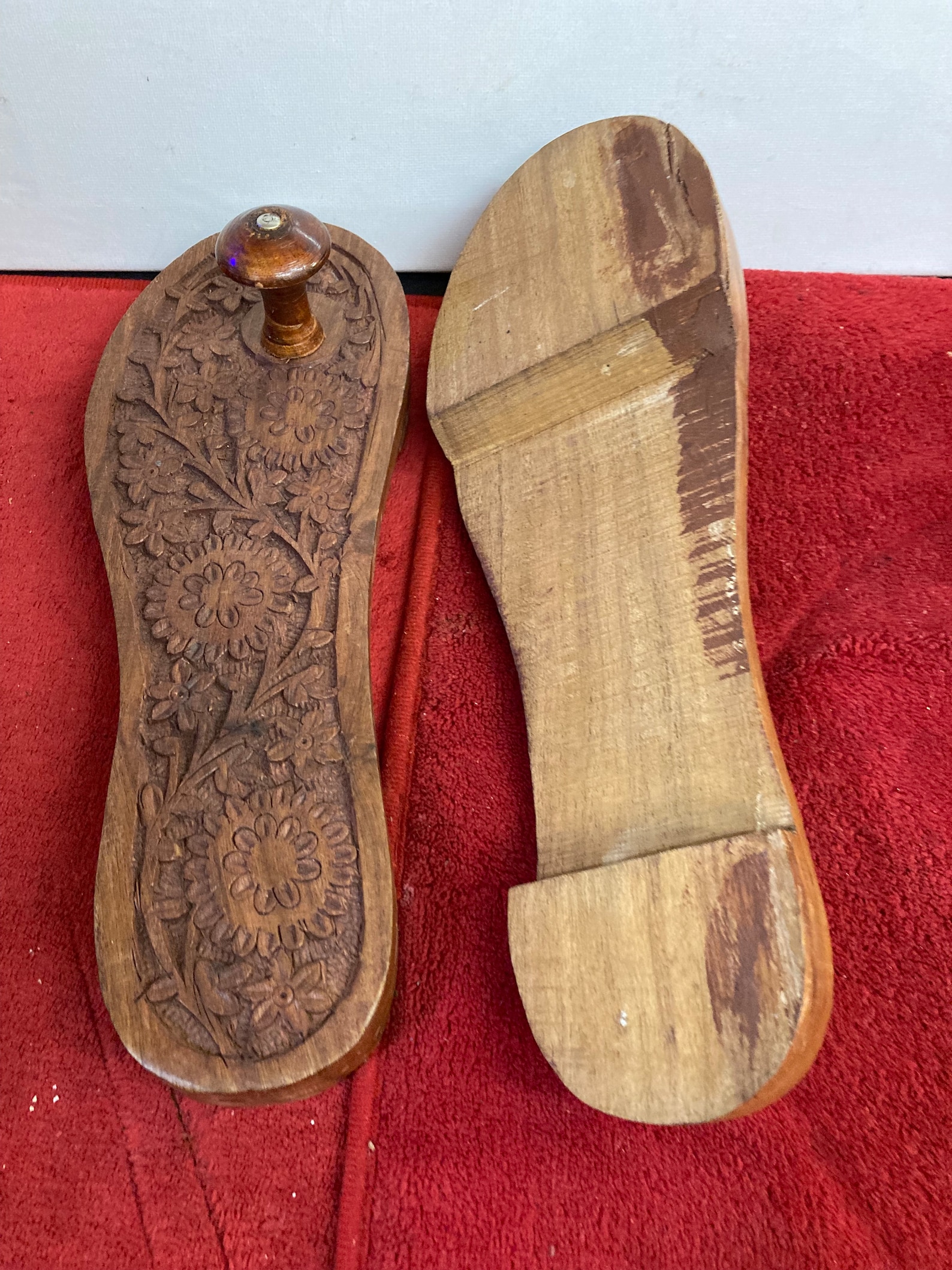 Hand Carved Wooden Khadau , Wooden Sandals Handcrafted Traditional ...