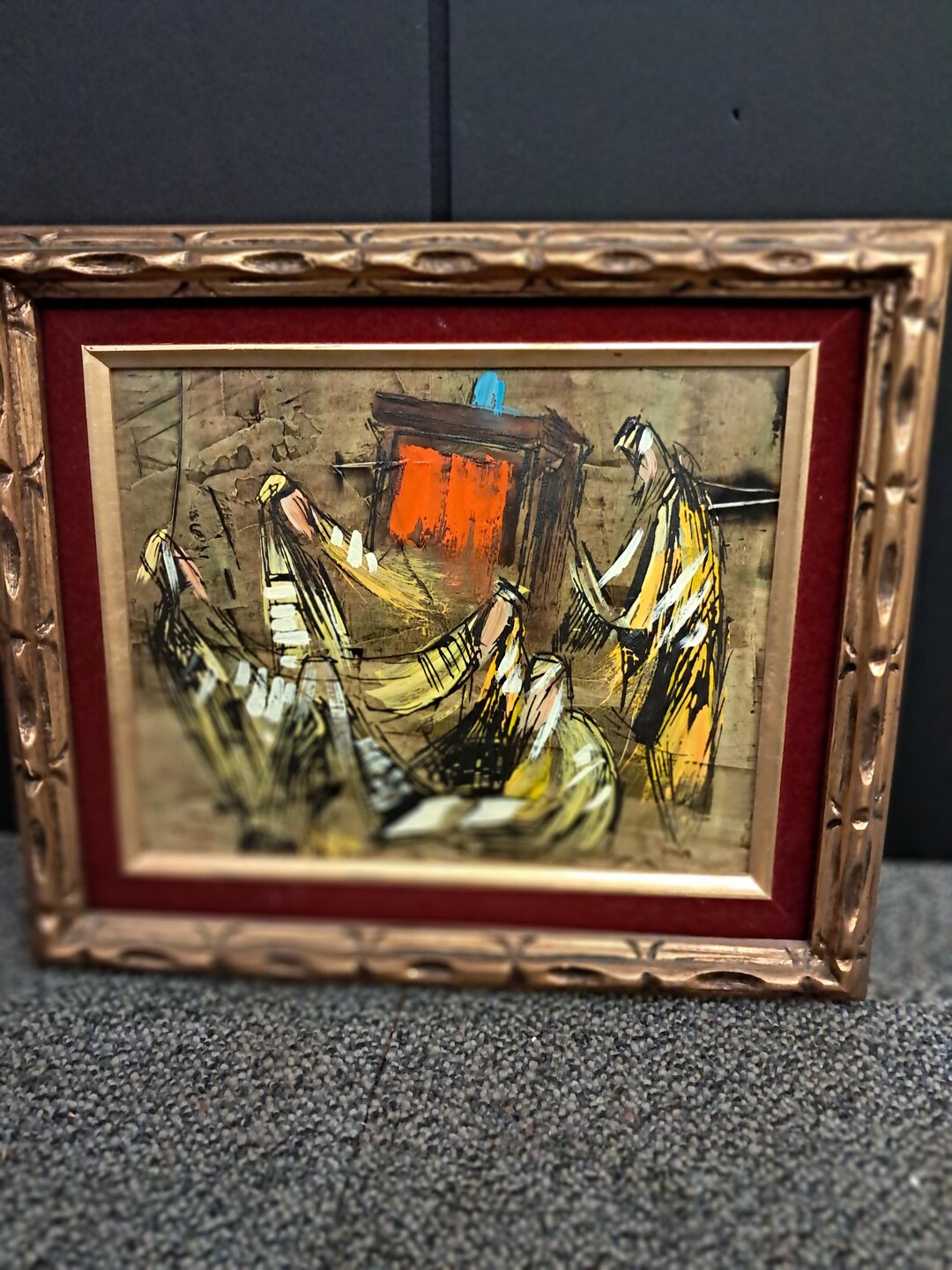 Abstract Paintings of Men Praying at A Temple by Tamir - Etsy