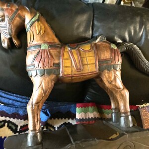Carousel Rocking Horse Hand Painted Hand Carved Wood - Etsy