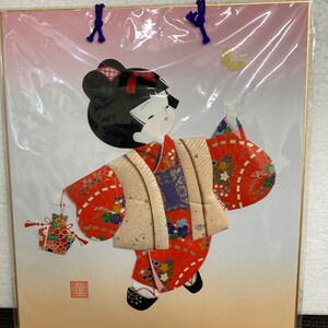 Vintage Japanese OSHIE Picture 3D Fabric Art ,geisha - Etsy