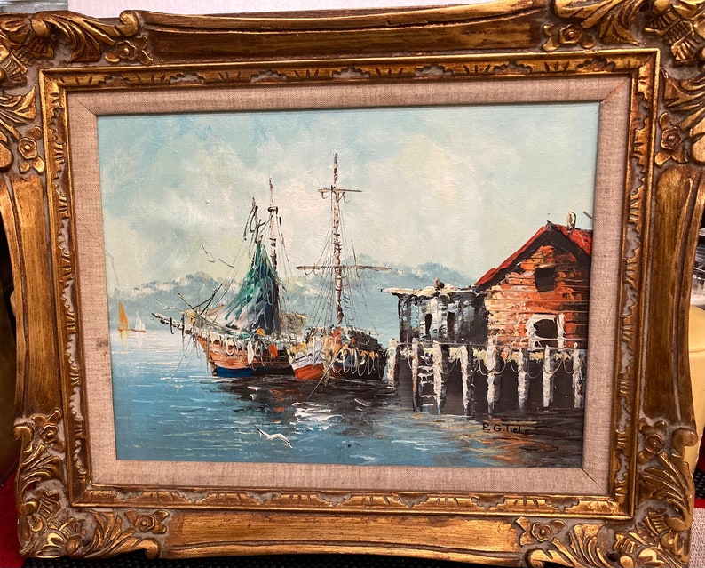P.G. Tiele Original Oil Painting on Canvas Framed Nautical - Etsy
