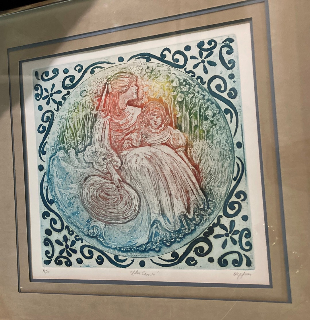 Signed and Numbered Blue Cameos Drawing by Heffener - Etsy