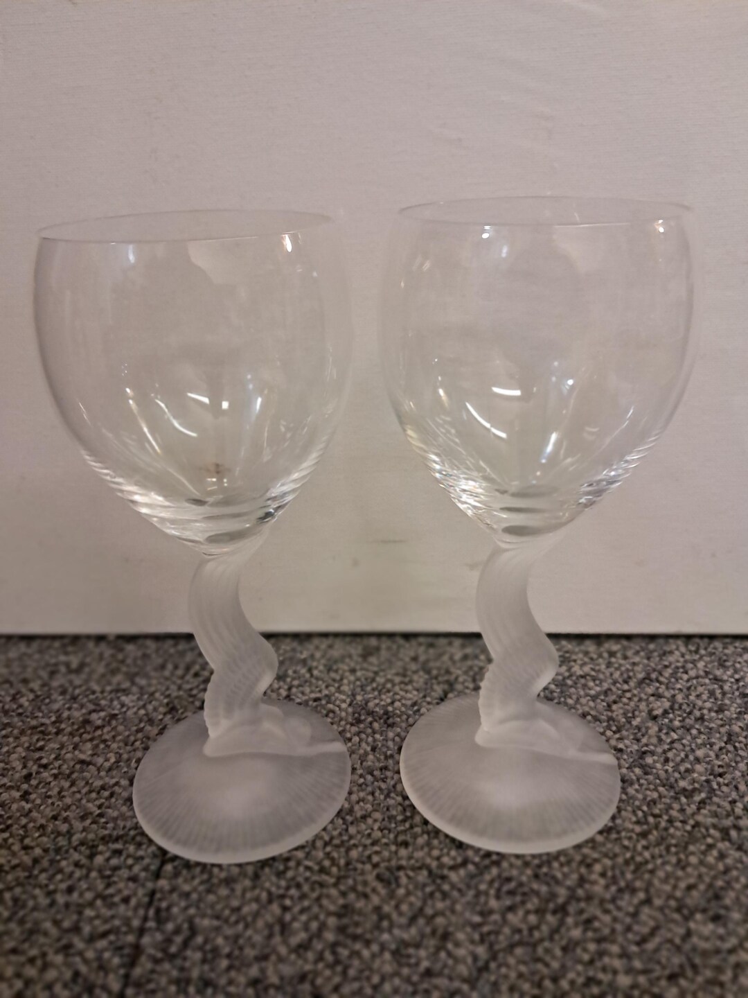 2 Vintage Lenox Swan Lake Wine Goblets, Frosted Winged Woman - Etsy