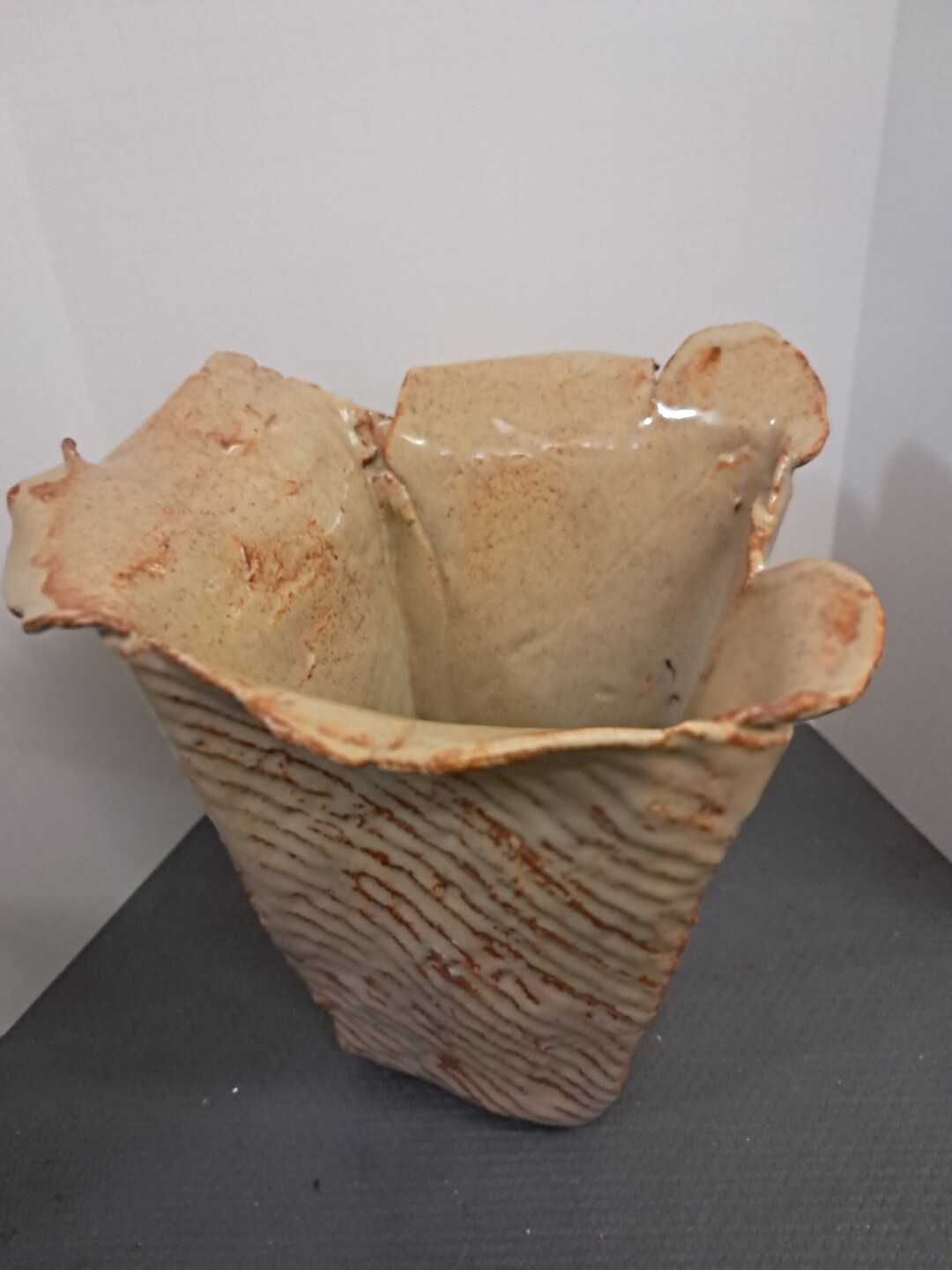 Handmade Twisted Potterybeige & Brown Vase /bowl - Etsy
