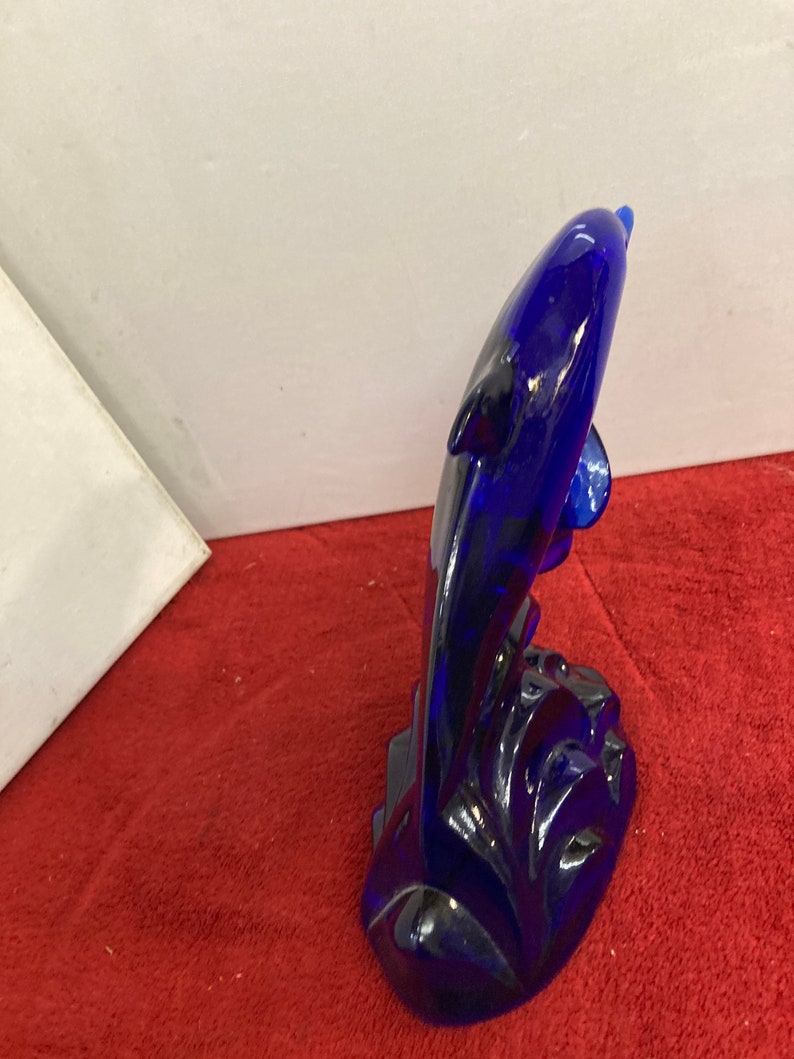 Fenton Art Glass Cobalt Blue Carnival Waves Jumping Dolphin Figurine - Etsy