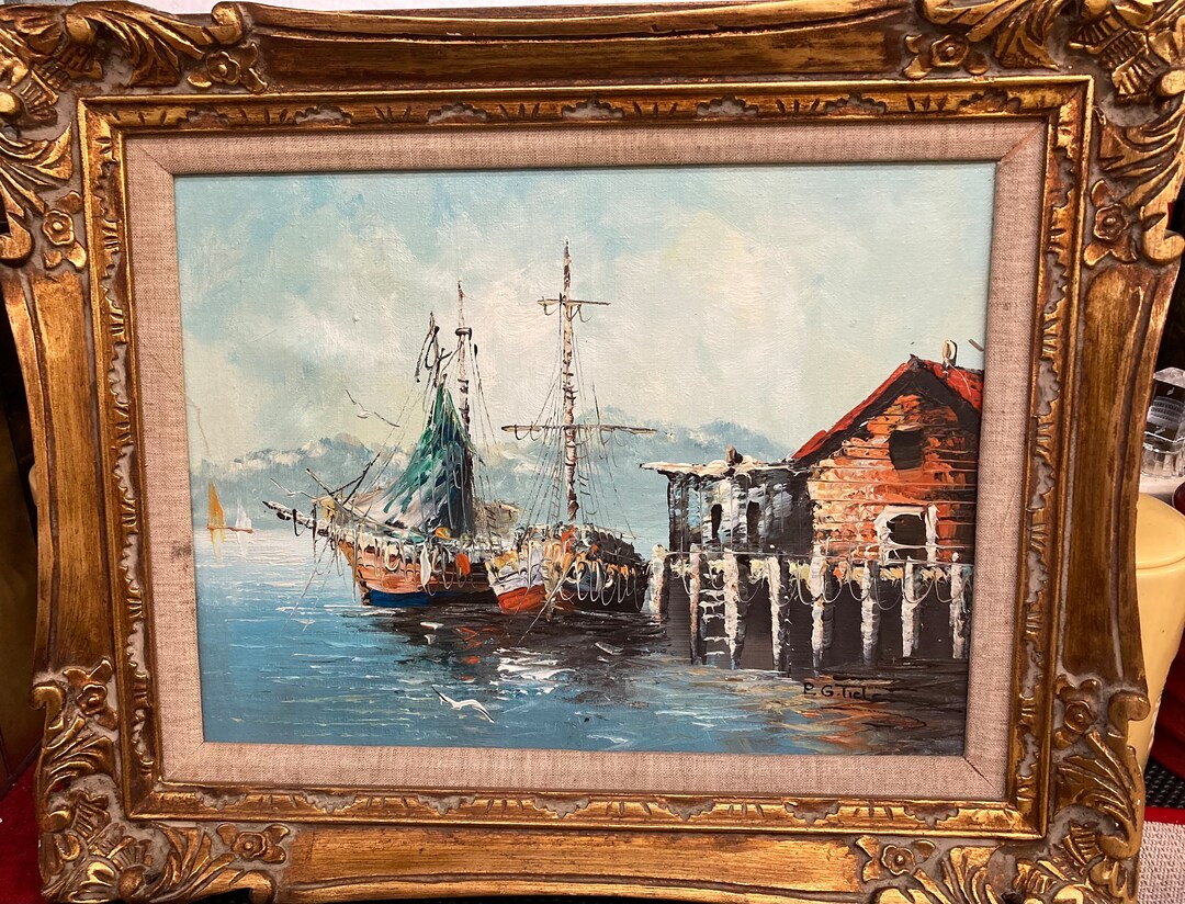 P.G. Tiele Original Oil Painting on Canvas Framed Nautical - Etsy