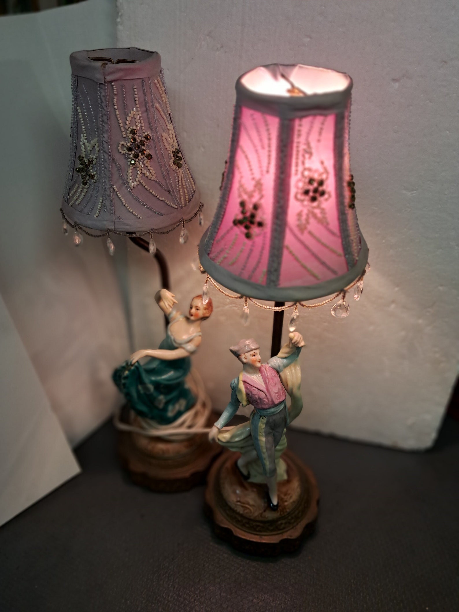 Vintage Rococo Style Pair Porcelain Figurine Table Lamps - Etsy