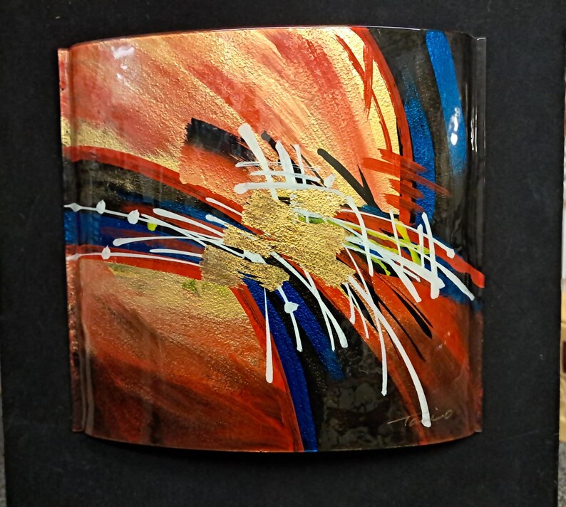 Abstarct Art Glass Wall Hanging, Framed - Etsy