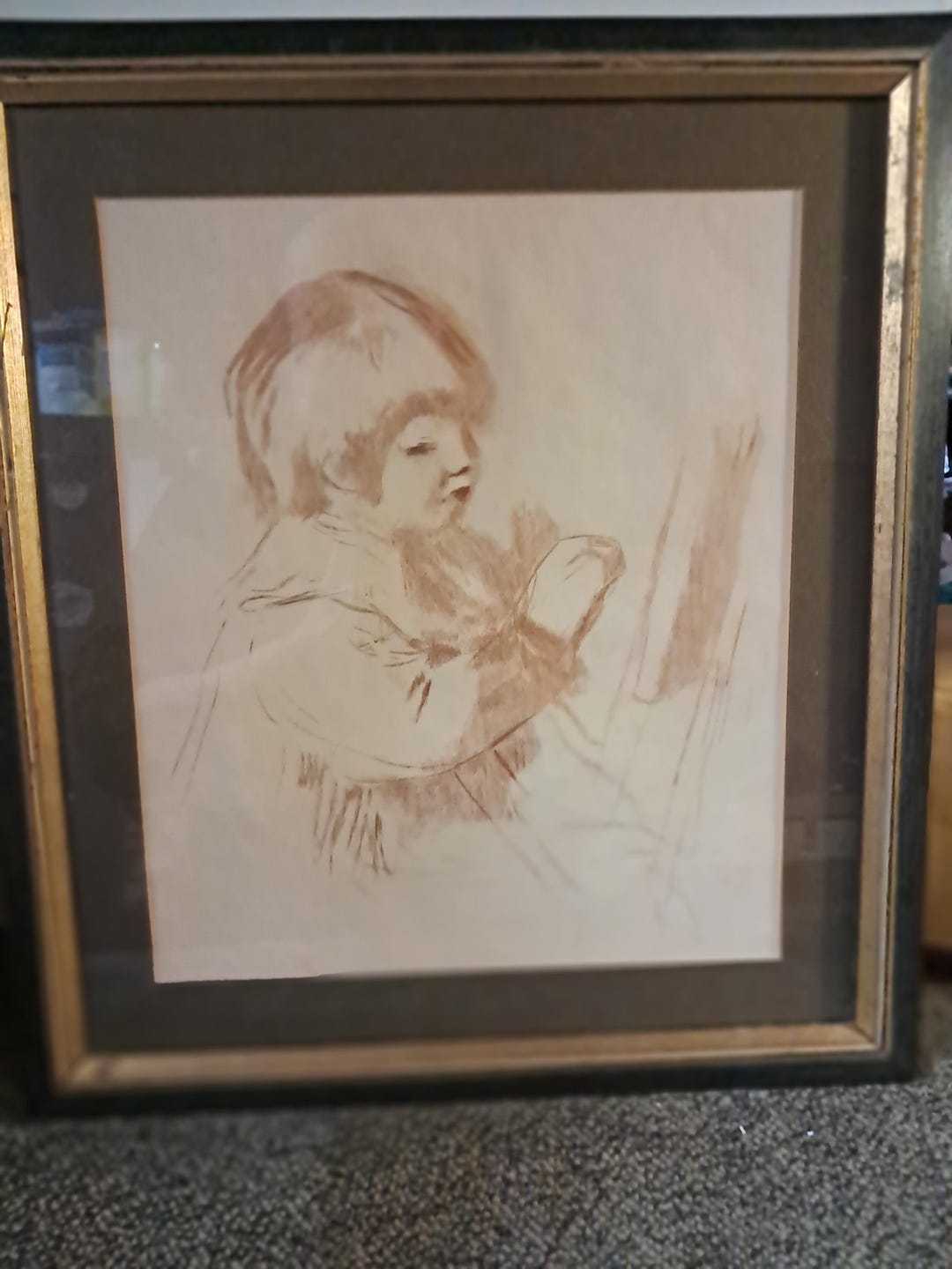 Antique Framed Early Pierre August Renoir "the Small Painter" Framed ...