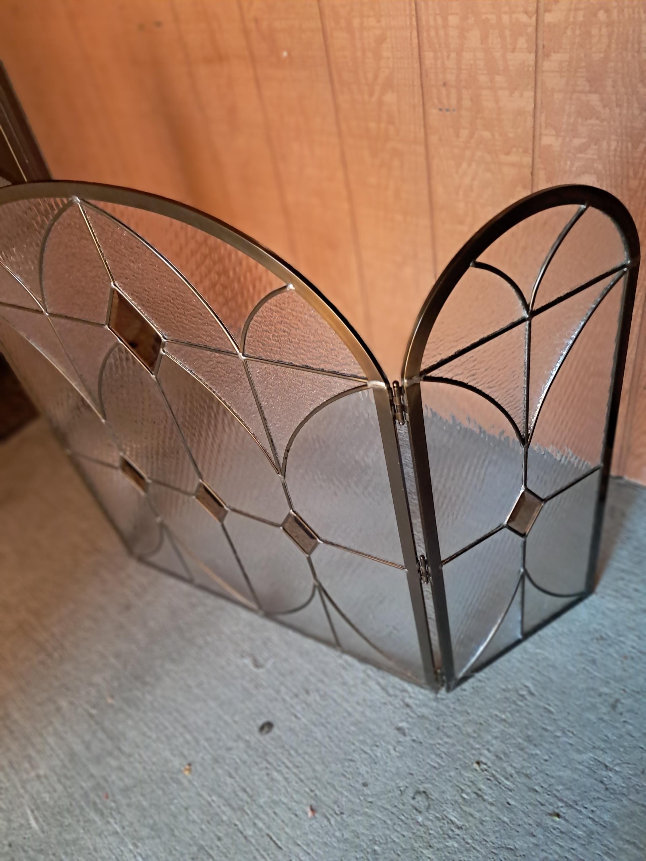 Vintage Stained Glass Fireplace Screen - Etsy