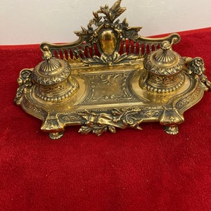 Double Inkwell Made in Brass With Detailed and Very Beautiful Foliage ...