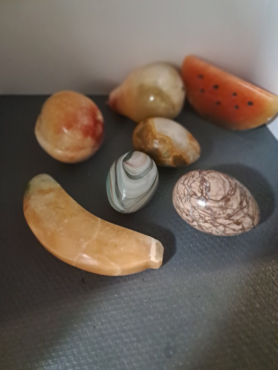 Vintage Italian Alabaster Stone Fruits, 7 Pieces Set. - Etsy