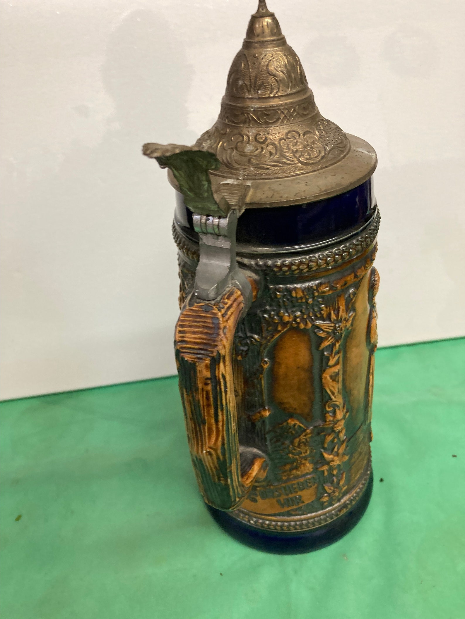Vintage Stoneware Gerz W. Germany Hinged Lidded Beer Stein Raised ...