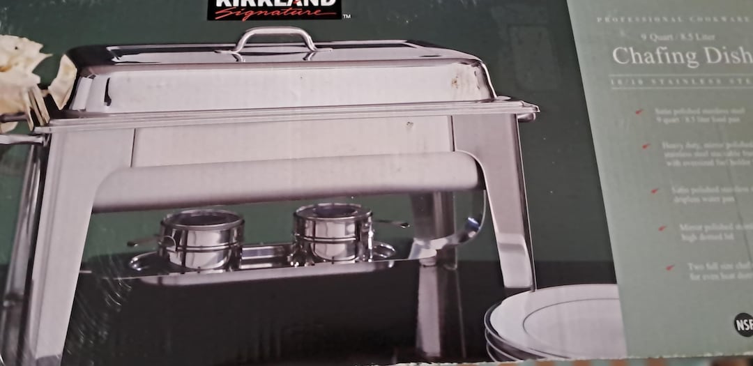 Kirkland Chafing Dish Buffet Set 9 Qt. Silver Stainless Steel Chafing ...