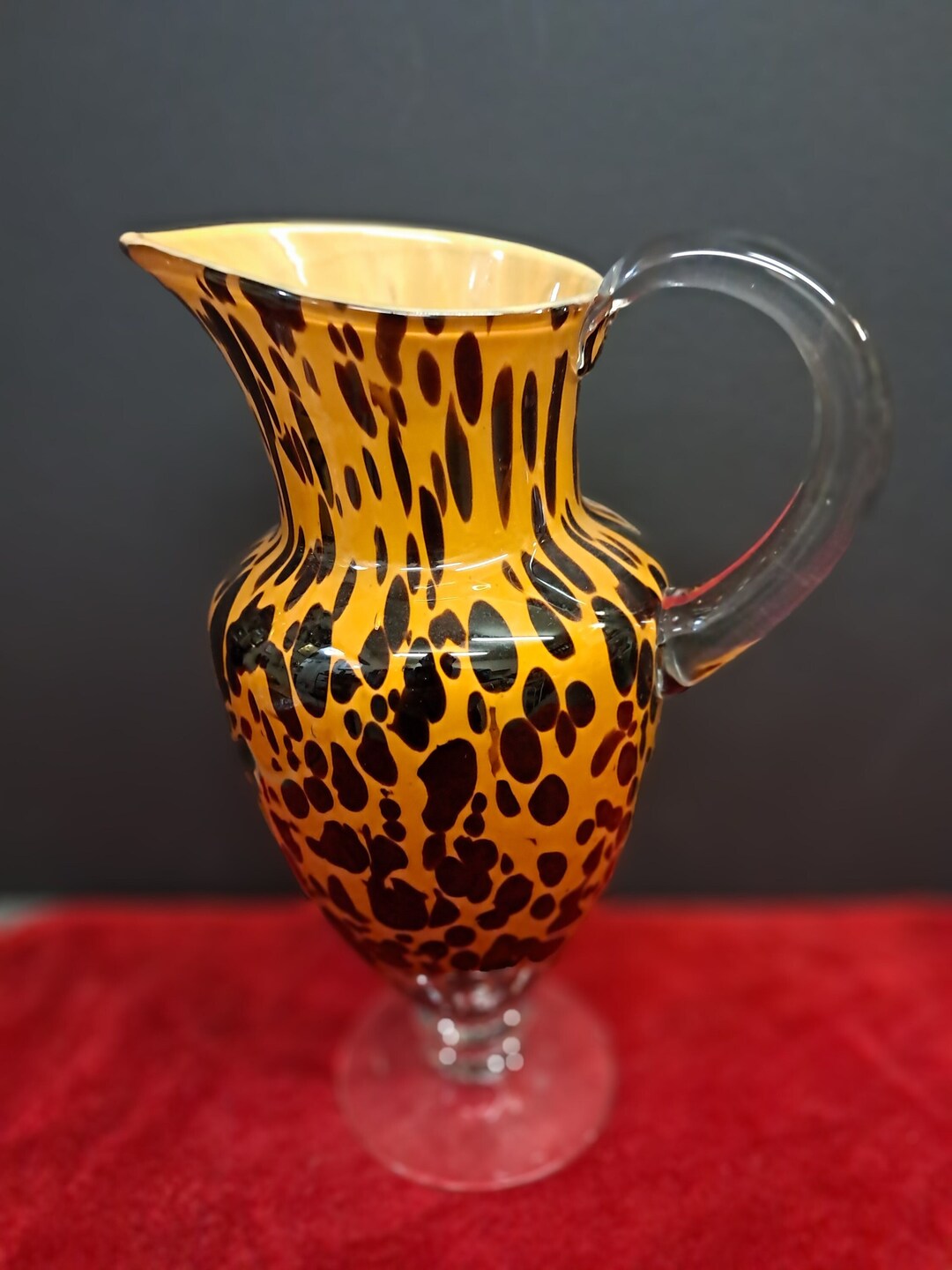 Murano Style Art Glass Pitcher: Italian Venetian Cheetah Design - Etsy