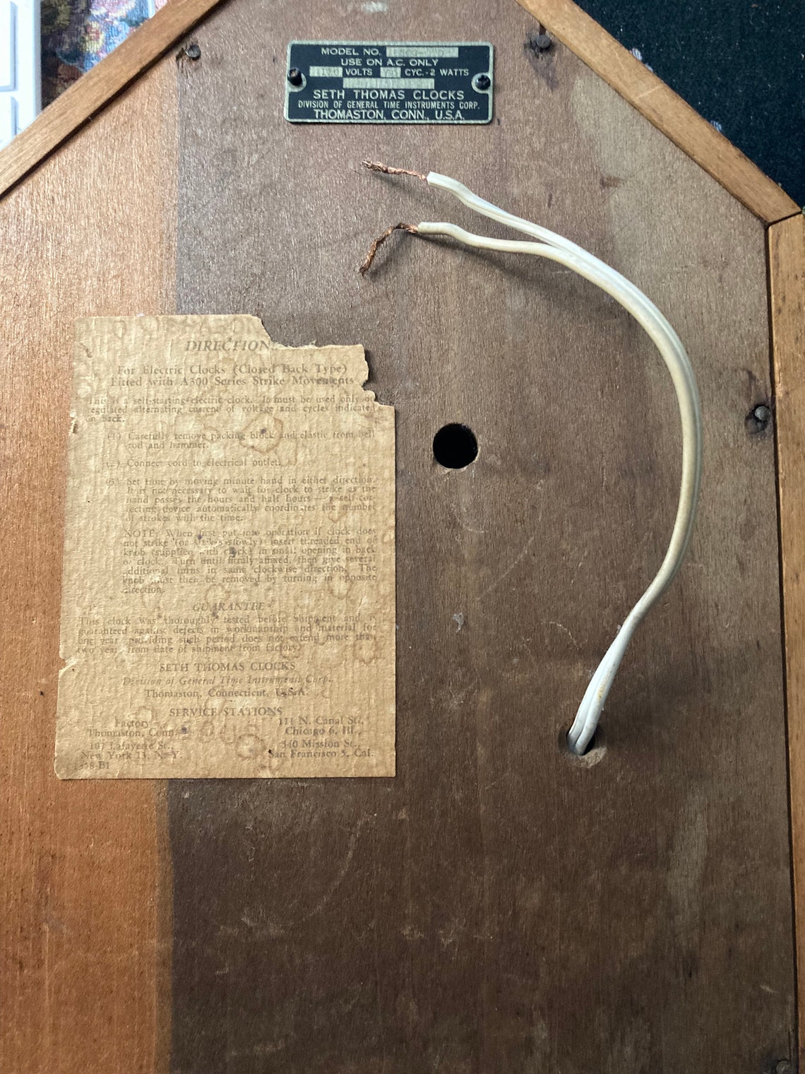 Seth Thomas Electric Steeple Clock 1947 Wooden Case - Etsy