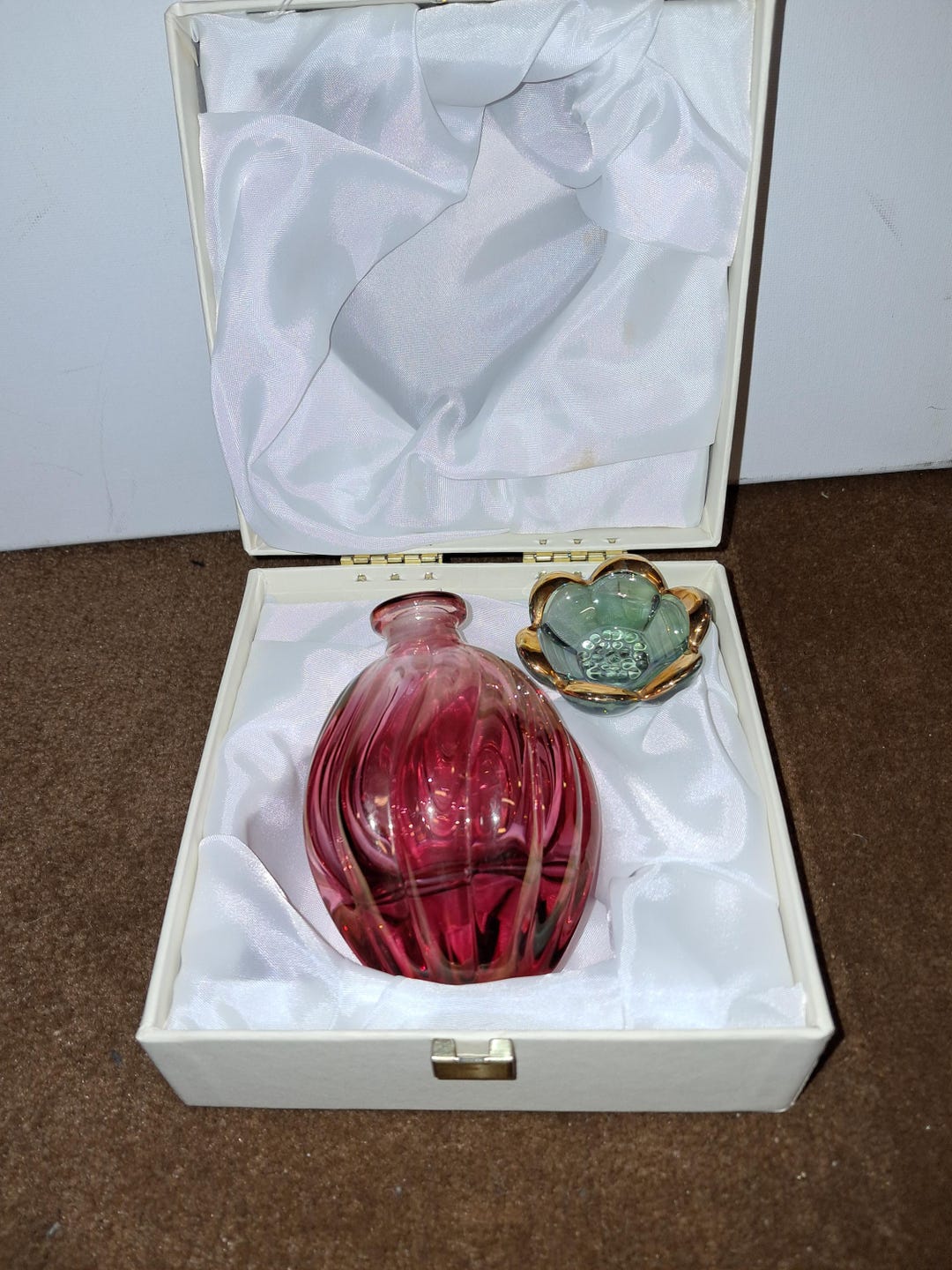 SC Line Perfume Bottle Italy Lead Crystal Red Flower Stopper 1980s - Etsy