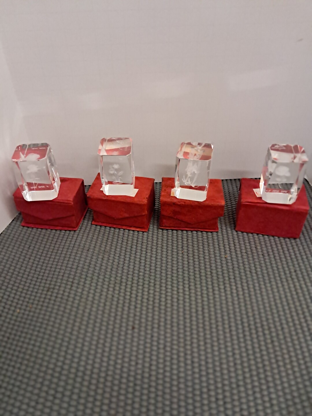 Four Laser Etched Art Glass Cube Paper Weight Art Deco - Etsy