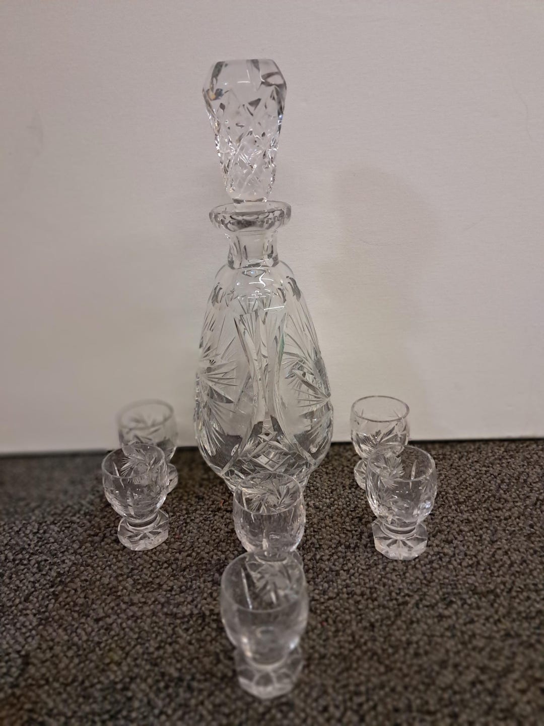 Crystal Bar Set Decanter & 6 Shot Glasses - Etsy