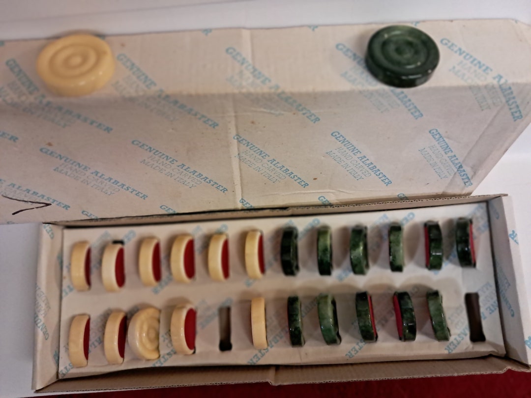 24 Alabaster Checkers Pieces Made in Italy - Etsy