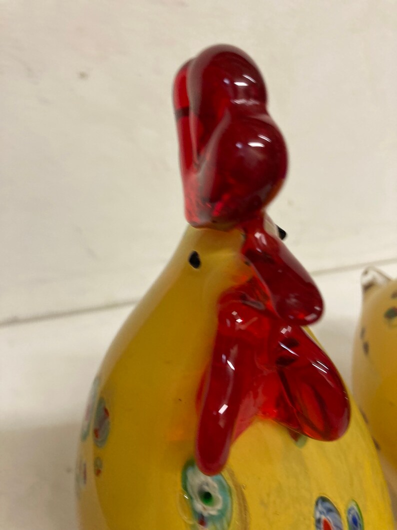 TII Collections Spotted Blown Glass Rooster and Hen Figurines ...