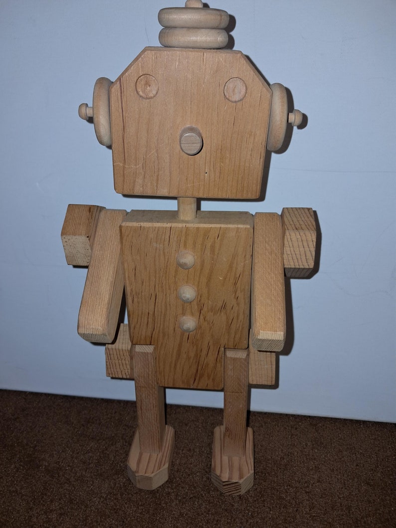 Articulated Solid Wood Robot Toy Midcentury - Etsy