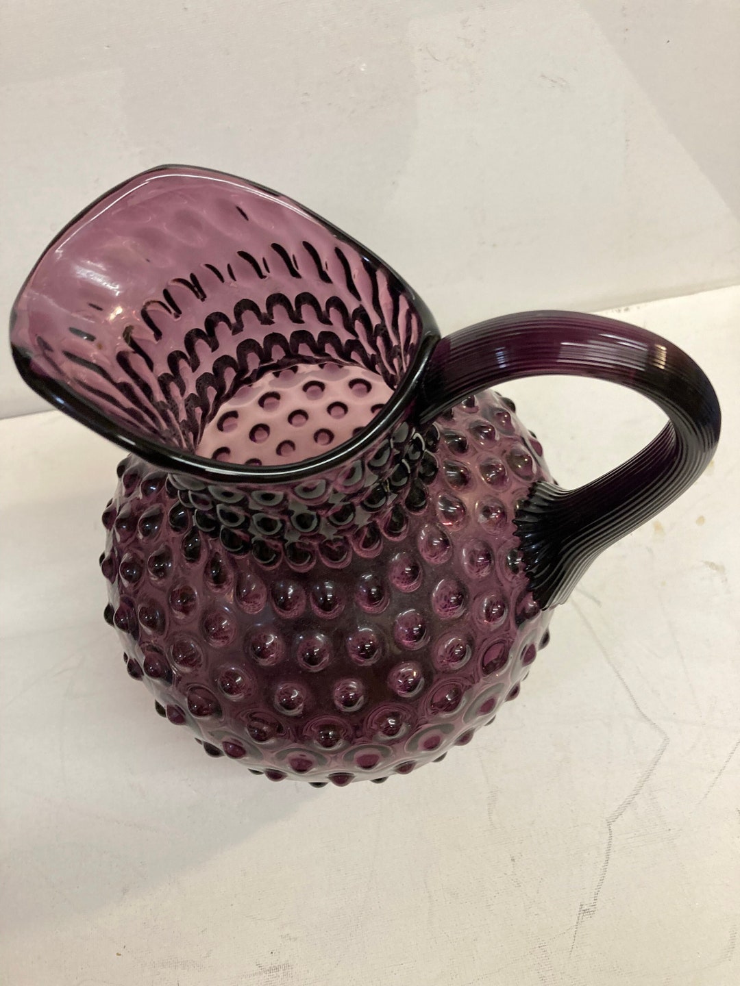 Stunning Bohemia Czech Art Glass Pitcher Bubble Glass , Purple - Etsy