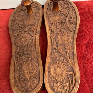 Hand Carved Wooden Khadau , Wooden Sandals Handcrafted Traditional ...