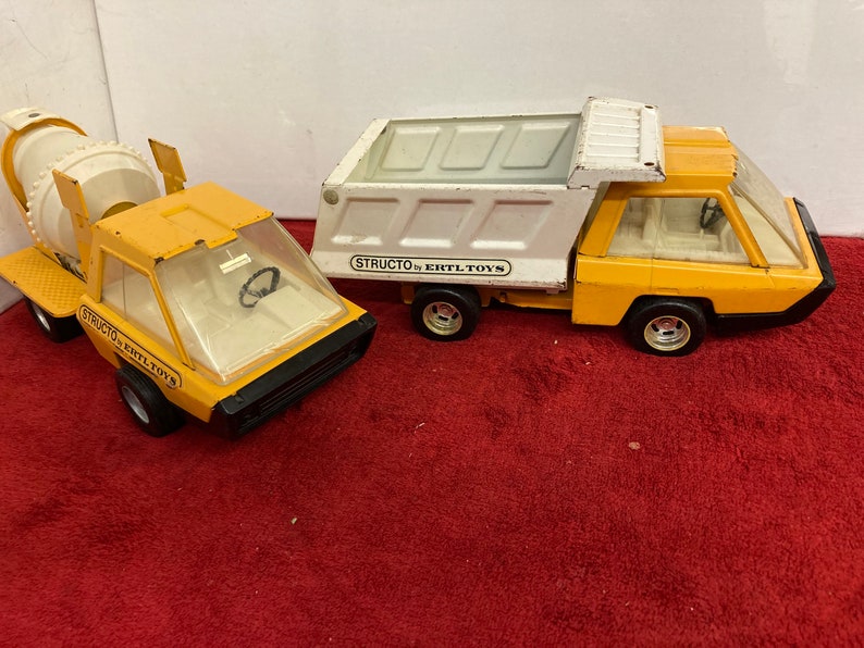 2 Vintage STRUCTO Yellow and White Trucks 1960's by Ertl Toys PRESSED ...