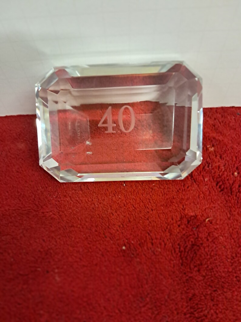 Tiffany & Co Emerald Cut Paperweight Clear Crystal Glass Vintage,40th ...