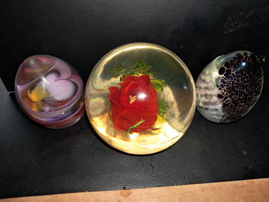 Three Assorted Signed Paperweights - Etsy