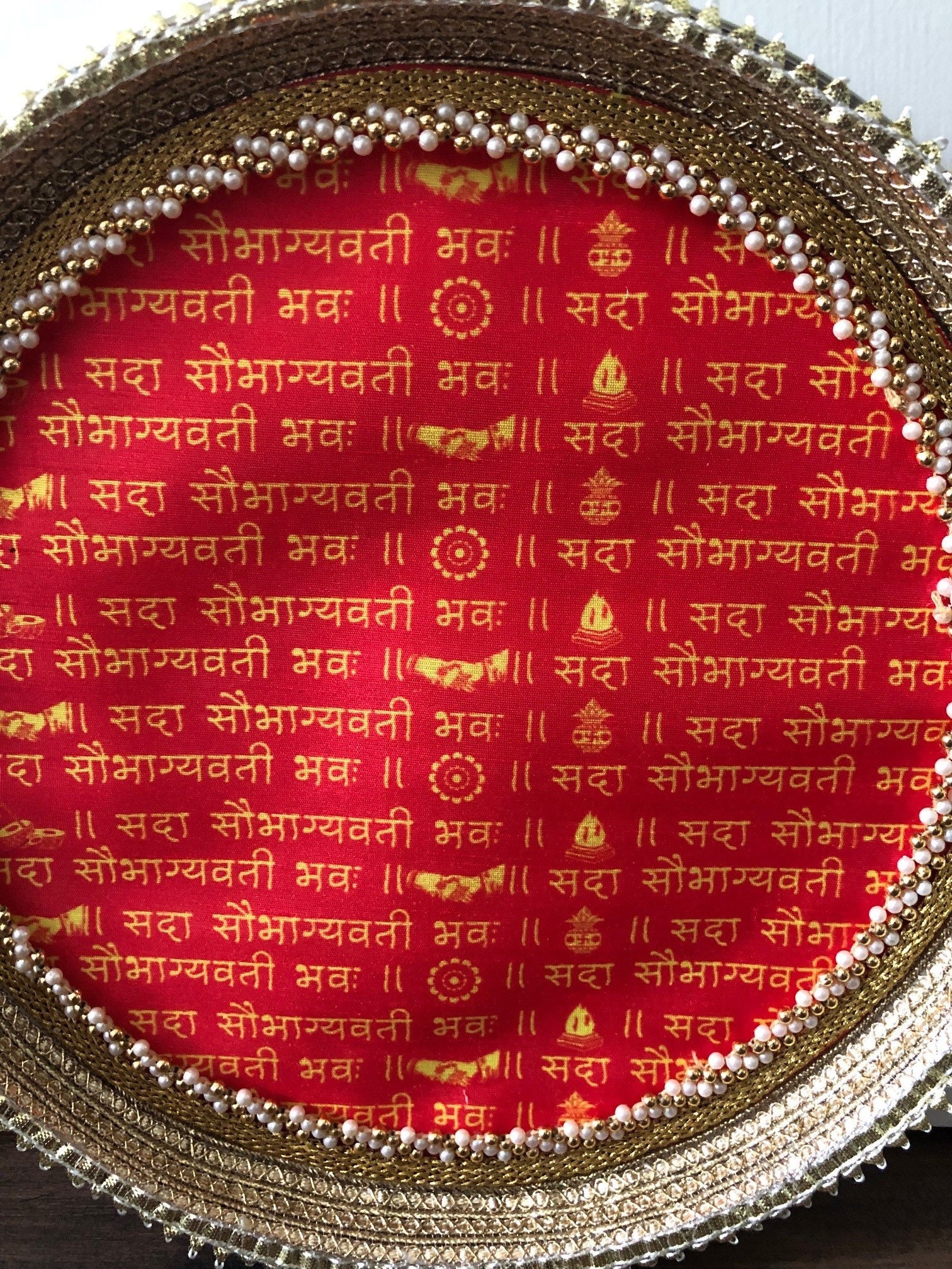 Indian Traditional Karwa Chauth Thali/ Diwali Thali Set Puja Red Mantra ...