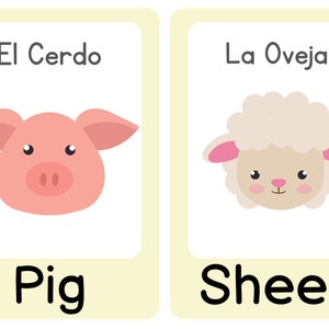 Bilingual Animal Flashcards in Spanish and English - 40 Printable ...