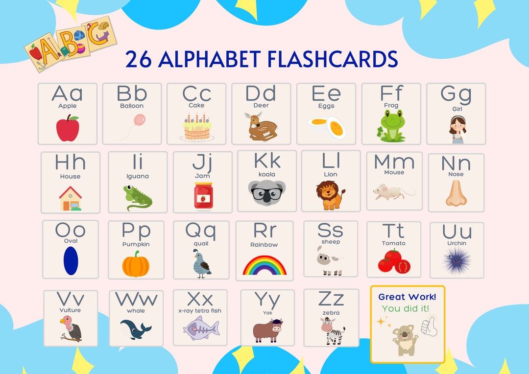 Learn the Abcs With Flashcard Printables, Alphabet Flashcards, Gifts ...