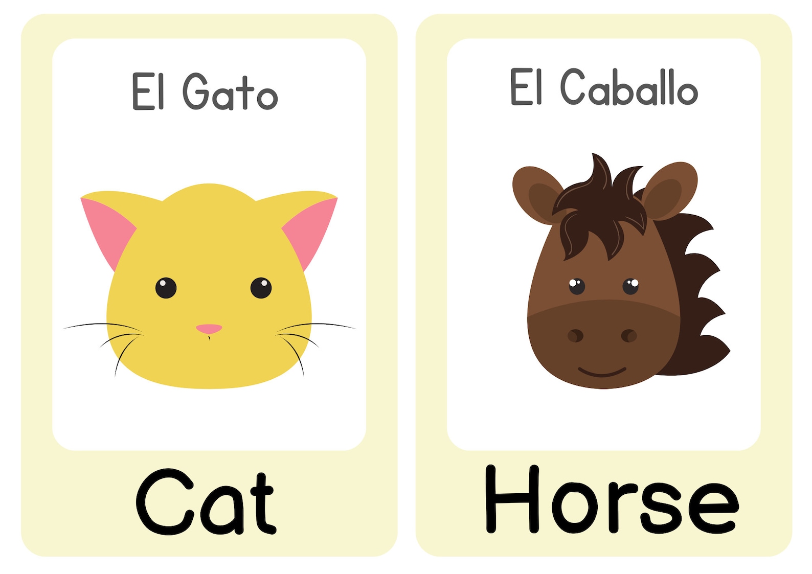 Bilingual Animal Flashcards in Spanish and English - 40 Printable ...