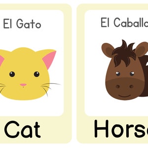 Bilingual Animal Flashcards in Spanish and English - 40 Printable ...