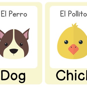 Bilingual Animal Flashcards in Spanish and English - 40 Printable ...