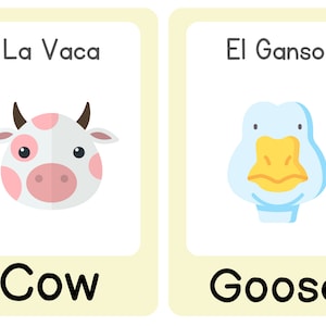 Bilingual Animal Flashcards in Spanish and English - 40 Printable ...