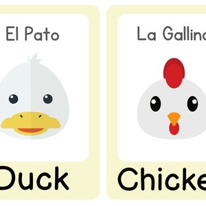 Bilingual Animal Flashcards in Spanish and English - 40 Printable ...