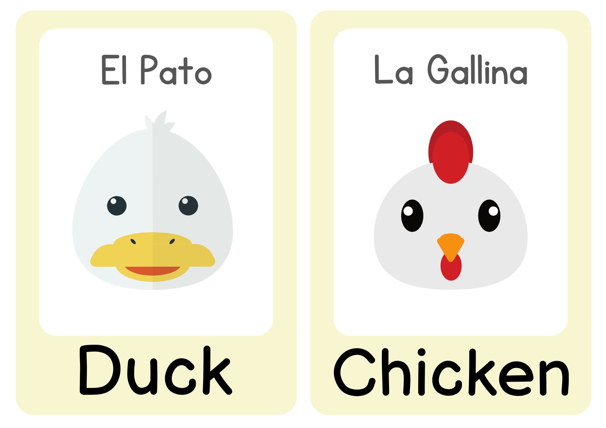 Bilingual Animal Flashcards in Spanish and English - 40 Printable ...