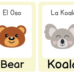 Bilingual Animal Flashcards in Spanish and English - 40 Printable ...