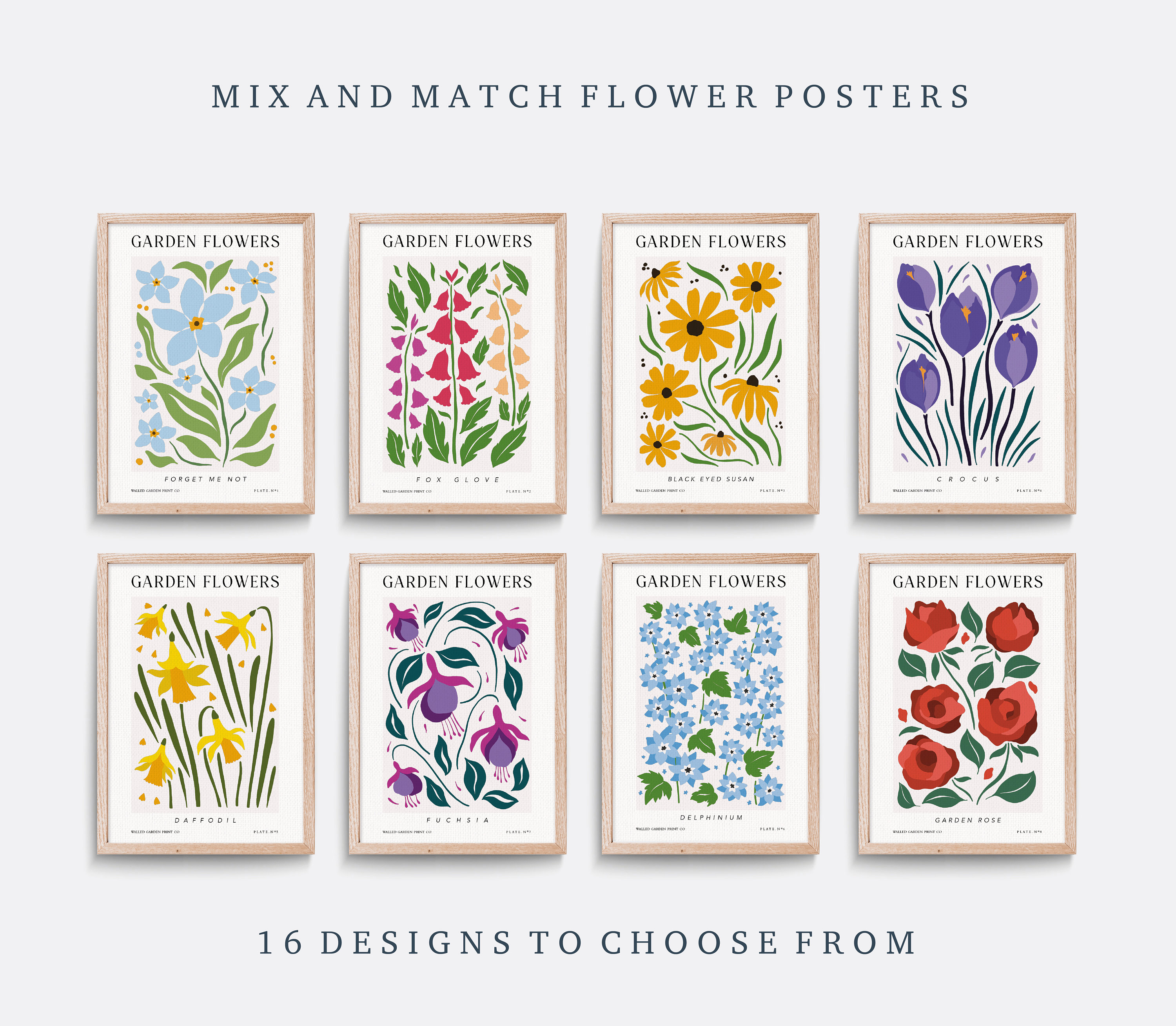 Flower Poster Types of flower print Vintage poster | Etsy