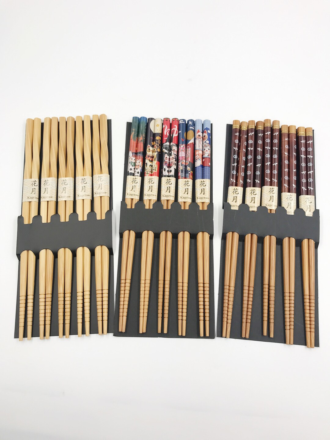 Japanese Minimal Style Chopstick 5 Pairs, Luck Cat Wooden Chopsticks ...