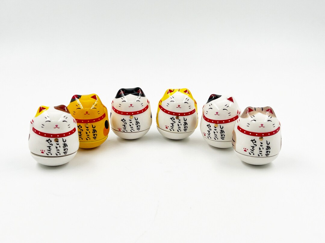 Roly-poly Lucky Cat Maneki Neko Tumbler, Roly-poly Toy, White, Orange ...