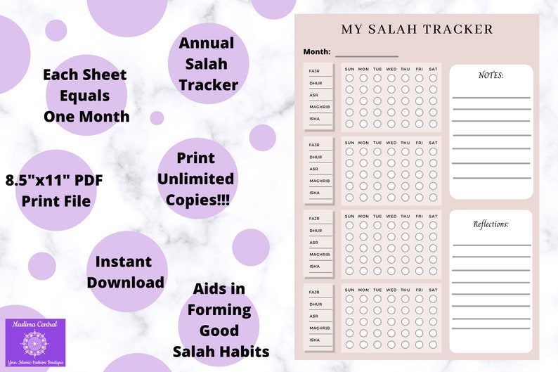 The Ultimate Salah Tracker, Digital Islamic Art, Islamic Prayer Tracker ...